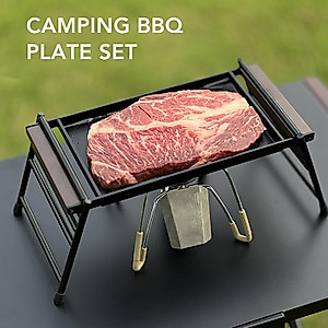 GLOGLOW Portable BBQ Grill Pan, Multi Functional Design, Height, Delicious Barbecue, with Storage Bag, for Outdoor Camping, Picnics, and Travel, Camping Griddle Set