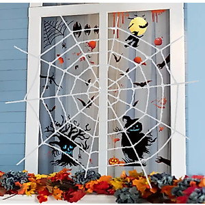 TEXASDELUXE 4 feet White Spiderweb Spider Webs Halloween Decorations Large 5ft end-to-end White Spider Web Spiders Halloween Decorations Round Rope Spider Web Decoration