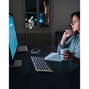 seenda Backlit Wireless Keyboard, 2.4GHz Ultra Slim Rechargeable Keyboard, Illuminated Wireless Keyboard for Computer, Laptop, Desktop, PC, Surface, Smart TV, Windows 10/8/7 (Black and Grey)