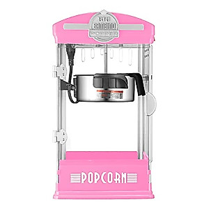 Great Northern Popcorn Big Bambino Popcorn Machine - Old Fashioned Popcorn Maker with 4-Ounce Kettle, Measuring Cups, Scoop and Serving Cups (Pink), 10.8" x 9.7" x 19.5"