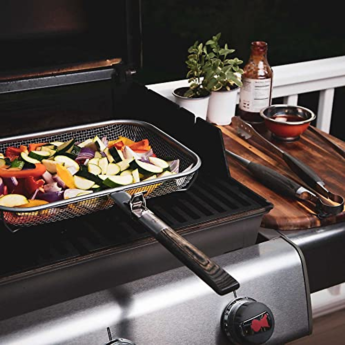 Schmidt Brothers - BBQ Ash 4 Piece Grill Set, Full-Forged Stainless Steel Grilling Utensils Including Spatula, Fork, Basting Brush, and Tongs with All Wood Handles