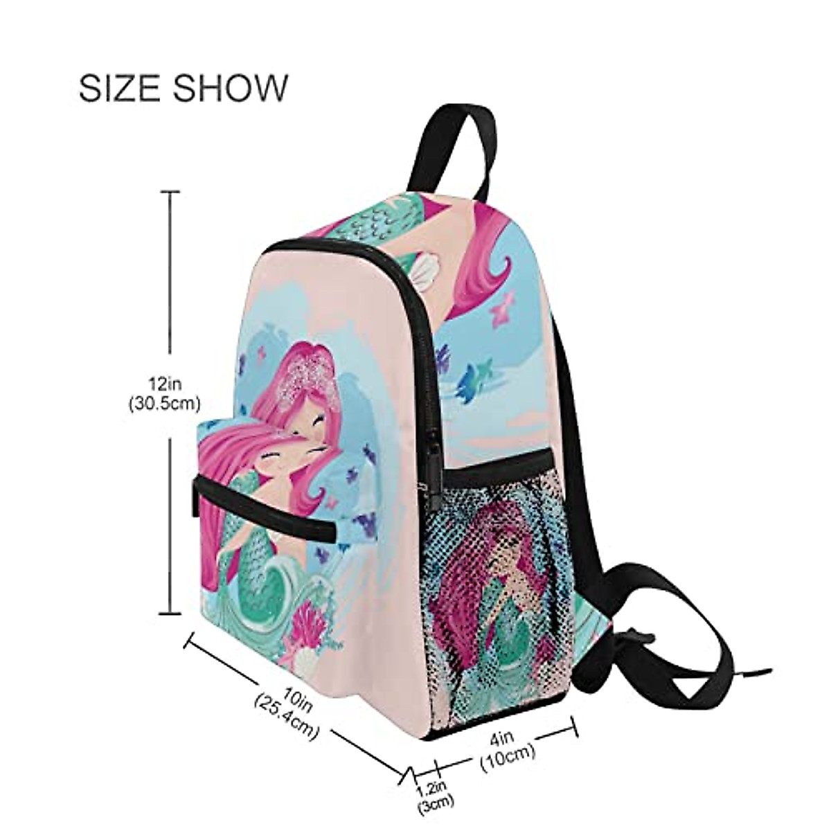 DXTKWL Cute Ocean Mermaid Toddler Backpack for Boys Girls, Kids Backpack Small Mini Backpack with Chest Strap, 10x4x12 in