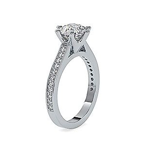 VVS Solitaire Engagement Ring in 18K White/Yellow/Rose Gold with 0.25 Ct IJ-SI Side Natural Diamond & 1.8 Ct G-VS2 Center Moissanite Diamond in 6 Prong Setting for Women on Her Engagement Ceremony