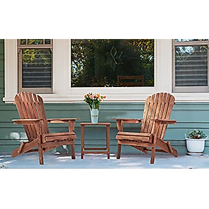 Folding Adirondack Chair Set of 2, Half Pre-Assembled Outdoor Wood Patio Chair for Garden/Backyard/Firepit/Pool/Beach/Deck
