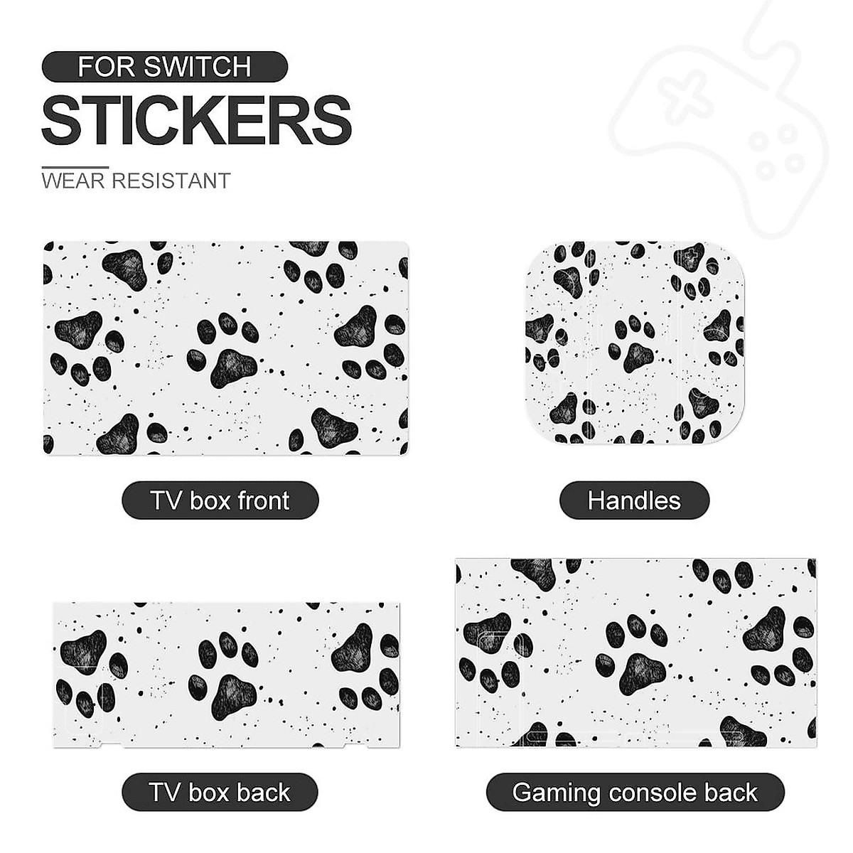 Dog Paw Prints Switch Sticker Pretty Pattern Full Wrap Skin Protection for Nintendo Switch for Switch
