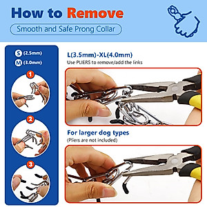 Supet Dog Prong Collar, Adjustable Dog Training Pinch Collar with Quick Release Buckle for Small Medium Large Dogs(Packed with One Extra Links)