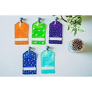 Simple Modern Reusable Baby Food Pouches for Toddlers | BPA Free Plastic, Food Safe, Freezer Safe | Refillable for Applesauce Yogurt & Puree Squeeze Pouch | 10 pack | 5oz | Assorted