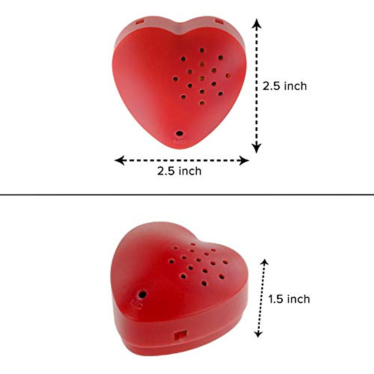 1 Pack, Inventiv 30 Second Voice Sound Recorder Module for Plush Toy, Stuffed Teddy Bear Animal Recordable Heart, Record Custom Messages (Red)