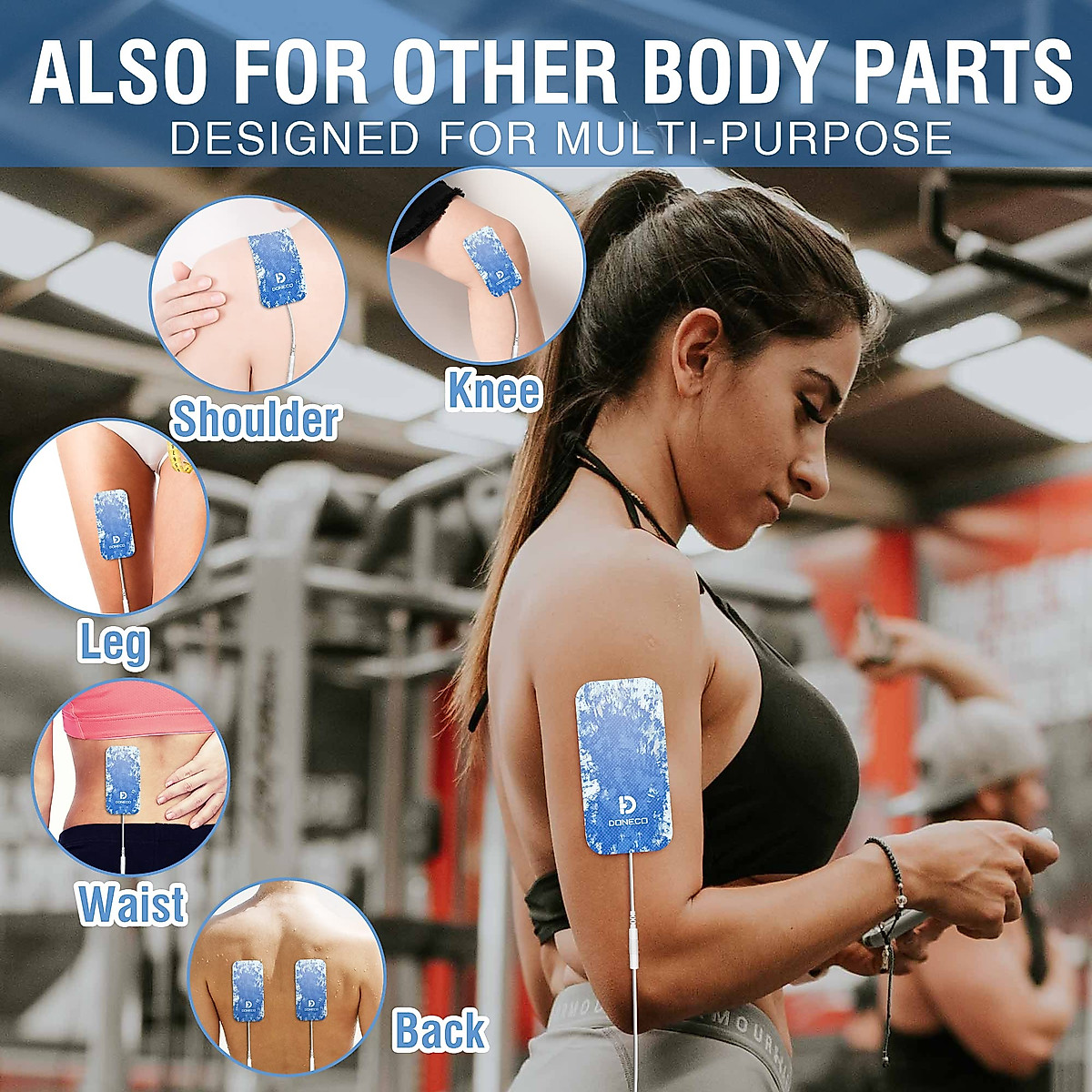 [Cold Pain Therapy] DONECO TENS Unit Pads 2X4 10 Pcs Replacement Pads Cooling Electrode Patches for Cold Physiotherapy and The Treatment of Chronic Local Pain