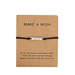 N+A WWJD Bracelet for Men Women,Stainless Steel Adjusted Cord What Would Jesus Do Bracelets Religious Christian Meaningful Inspirational Jewelry Gifts for Valentine's day,Baptism Gift