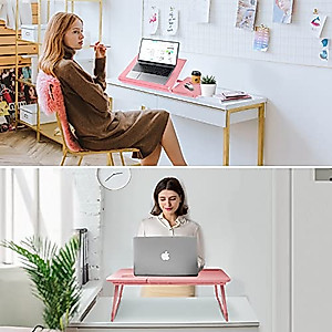 Laptop Lap Desks, Bed Table Tray Desk, Portable Lap Desk for Laptop with Cup Holder, Foldable Bed Trays for Eating and Laptops, with Anti-Slip and Folding Function for Working, Writing