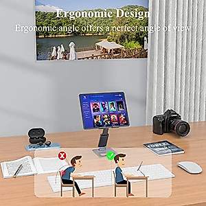 Minthouz Extendable Cell Phone Stand, Aluminium Phone Holder for Desk, Multi-Angle/Height Adjustable Phone Stand Compatible with iPhone 14 13 Pro Max Mini 12 11 and More 4.7"-7.9" Smart Phones -Gray