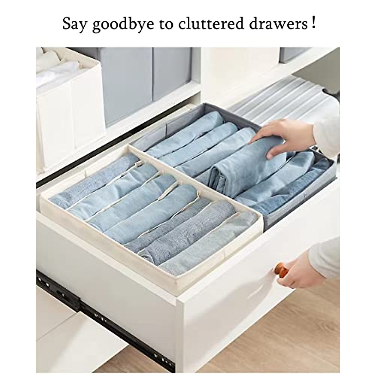 Clothes Drawer Organizer, 7 Grids Wardrobe Clothes Organizer for Weekly Clothes Organizer for Kids Stackable Jean Sweater Pants Organizer for Closet Sturdy Not Easy To Deform