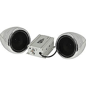 BOSS Audio Systems MC420B 3 Inch Motorcycle Speakers and Amplifier Audio Sound System – Class D Compact Amplifier, Weatherproof, Volume Control, ATV UTV Compatible, For Stereo, Tweeters