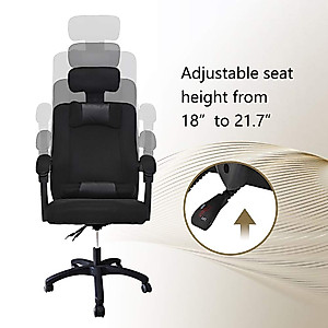 Home Office Chair Ergonomic, Breathable Mesh Fabric Computer Desk Task Chair Swivel, Reclining Back, Adjustable Headrest ＆Seat Height Black