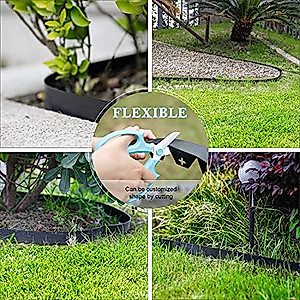 Worth Garden 30 ft. No Dig Landscape Edging (50PCS Spikes Included) Black Plastic Edging Roll Kit - 1.5'' Height Edge for Garden Lawn Border Driveway Path Divider - Easy to Install