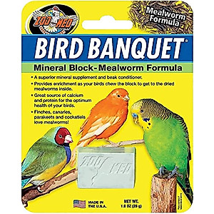Zoo Med Bird Banquet, 1 Ounce, Mealworm Formula Mineral Block