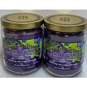 Smoke Odor Exterminator 13oz Jar Candle, Groovn Grape Two Pack.