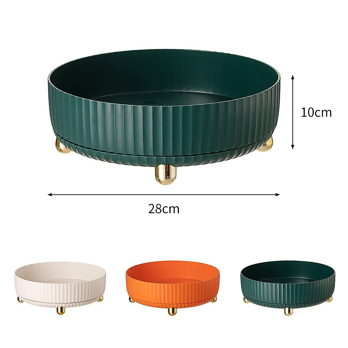 360° Rotating Lazy Susan, Makeup Organizer,Turntable Organizer for Cabinet, Rotating Storage Tray Round Turntable Storage Tray for Vanity Bathroom Kitchen Organized, Cosmetics, Condiment White L