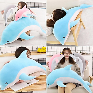 AHXHWKA Giant Dolphin Stuffed Animals Plush Pillow Super Soft Sea Animal Plush Toys Dolls Sleeping Cushion for Boys Girls Gifts 39.4IN