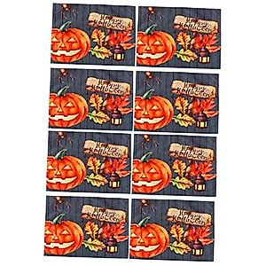 HEMOTON 8 pcs Tablemats - Movie Pumpkin Room Nights X Decor Mat- Scary for Halloween Pads Inch Placemat Home Cloth Mat Dining Party Pattern Table Sunflower Orange and