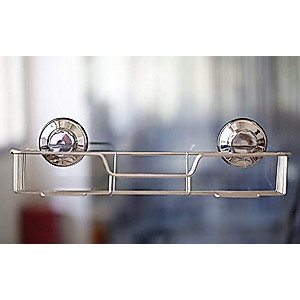 SANNO Suction Cup Shower Caddy with Hooks,Powerful Suction Cup Bathroom Shower Caddies,Bath Shelf Storage Combo Organizer Basket, Bathroom Accessories for Shampoo Conditioner Rustproof Stainless Steel(set of 2)