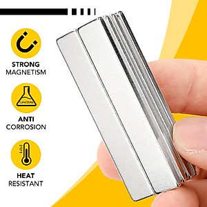 Strong Neodymium Bar Magnets (50 Pack) - 2X Stronger, 2X Thicker, Powerful Rare Earth Magnets - Industrial Strength NdFeB Magnet Set for Fridge, DIY, Crafts - 60 x 10 x 3 mm