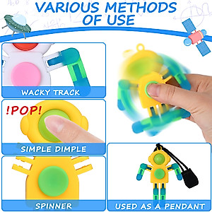 ZQFTZQ 24Pcs Pop Fidget Spinners Bulk - Deformable Astronaut Fidget Spinner Keychain Robot Gyro Fidget Spinner for Kids Adults Glow in The Dark Sensory Toys Christmas Party Favors Classroom Prizes