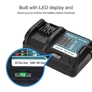 10.8V~12V Lithium Battery Charger for Makita, DC10WD DC10SB DC10WC BL1015 BL1016 BL1021B BL1041B Charger Replacement for Makita Black Decker Quick Charger(US Plug)