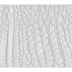 Vinyl Fabric Crocodile White Fake Leather Upholstery / 54" Wide/Sold by The Yard