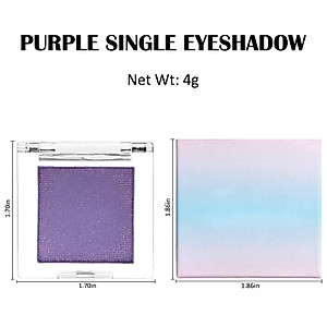 Erinde Single Eyeshadow Powder Palette, Matte Shimmer Lavender Purple Eye Shadow Makeup, High Pigment, Ultra-Blendable, Long-Lasting Smokey Eyeshadow, 4g/0.14oz