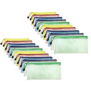 DoTebpa 25 Pcs 5 Colors Small Plastic Zip Document,Clear Plastic Pouch with Zipper for Receipt,Check,Pencil,Mini Tool