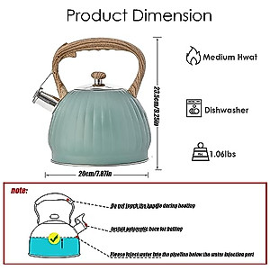 3.5L Tea Kettle, Toptier Teapot Whistling Kettle with Wood Pattern Handle Loud Whistle,Food Grade Stainless Steel for Anti-Rust, Anti Hot Handle, Suitable for All Heat Sources▂20 * 23.5cm/7.78"*9.25"
