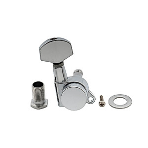 Musiclily Pro 6 inline Guitar Locking Tuners String Tuning Pegs Machines Heads Set for Fender Strat Stratocaster Tele Telecaster Electric Guitar Parts,Chrome