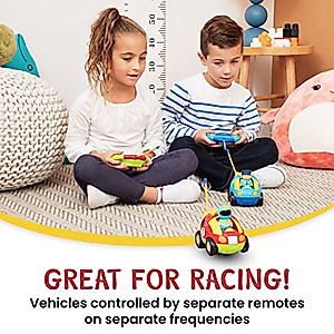 PREXTEX Remote Control Car for Toddlers (2 Pack) - Toys for 2-3+ Year Old Boys & Girls - Two Cartoon RC Cars: Police & Race Car - Toddler Toys for Boys & Girls Birthday Gifts