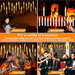20 Pack Christmas Floating Candles with Wand Timer Remote Control,Floating Candles for centerpieces,LED Flickering Light Flameless Candles Hanging For Harry Potter Party Witch Decor Christmas Gifts