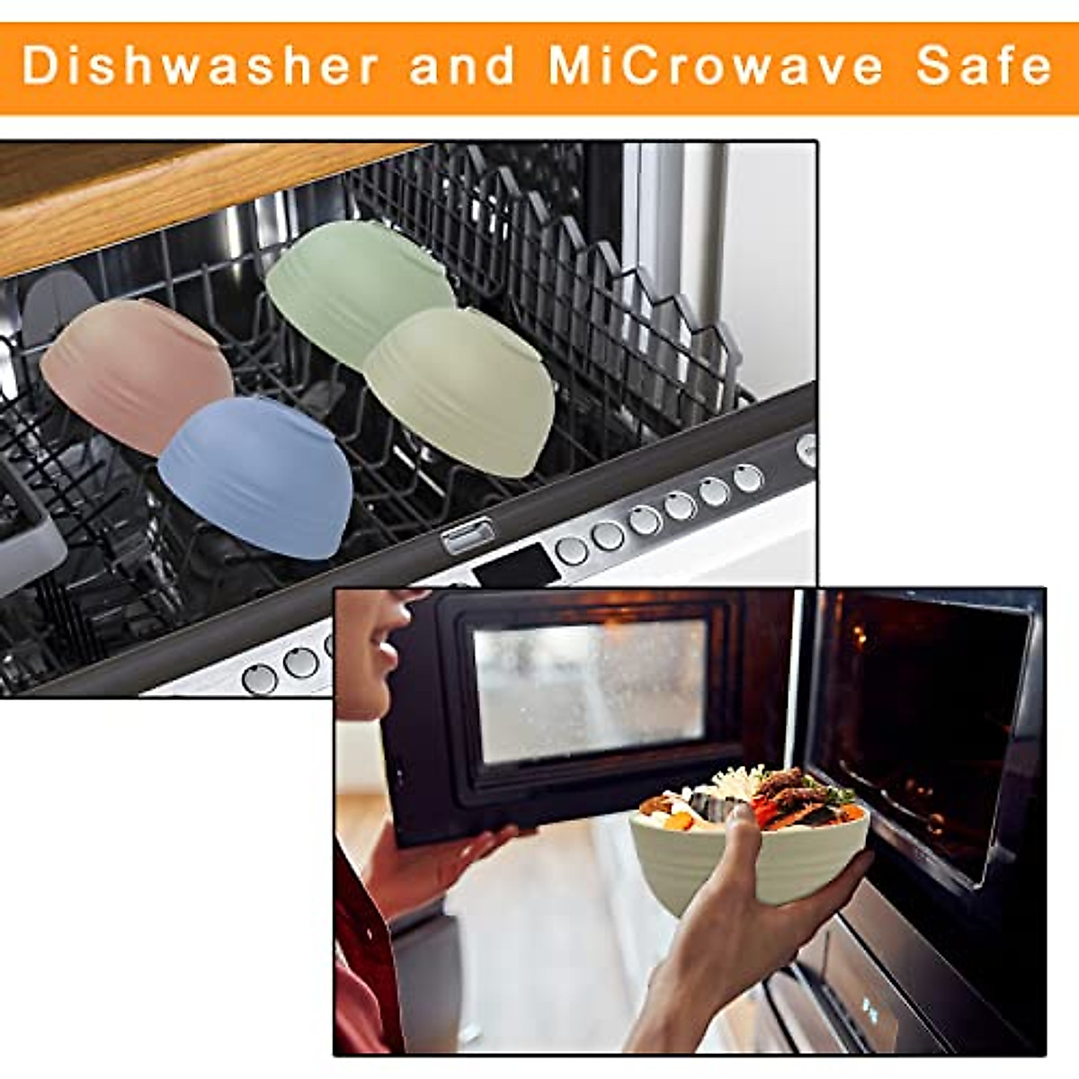 Epahi Unbreakable Cereal Bowls Set of 4, 26 OZ Microwave Dishwasher Safe Bowls Reusable Wheat Straw Bowls for Serving Soup, Oatmeal, Pasta and Salad