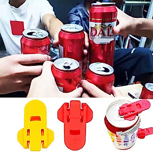 Generic 2 PCS Can Opener Manual, Colorful Plastic Tinned Can Opener, Beer Drink Can Tab Opener Stopping Bug and Dirt, Beverage Barricade Soda Protector Used in Picnic BBQ.