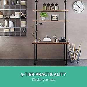 Diwhy Computer Desk with Storage Shelves,Home Office Writing Desk,Bookshelf Laptop Desk, Industrial Style Office Decor,Studying Writing Table Workstation,Stable Metal Framee,Easy Assembly(40" L)