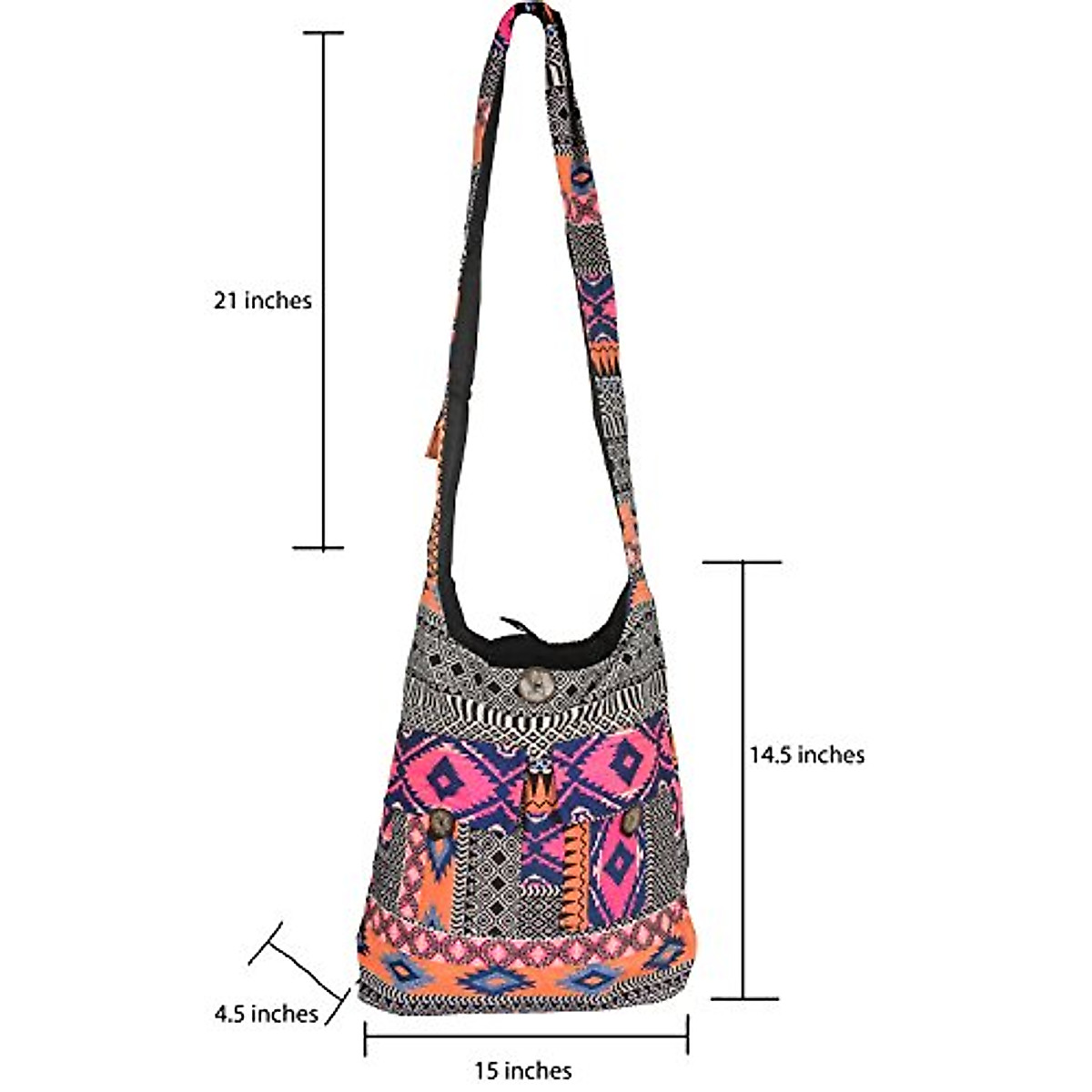 Tribe Azure Fair Trade Crossbody Handwoven Thick Cotton Shoulder Bag Shopping Market Purse Pink Casual Boho Roomy Spacious