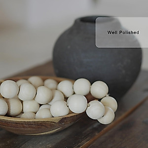 RUIRUICO Large Wood Bead Garland with 1.4" Diameter Wooden Beads, Wooden Beads Garland with Tassels, Decorative Beads for Farmhouse Decor (Natural, 41 Inches)