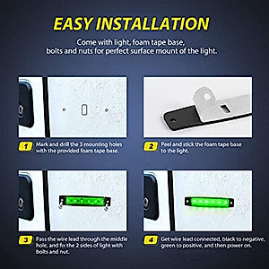 Nilight 10PCS 3.8” 6LED Red Green LED Indicator Light Truck Camper Side Marker Light Marine Boat Navigation Light Yacht Kayak Sailboat Trailer Bus RV Clearance Light 12V DC, 2 Years Warranty