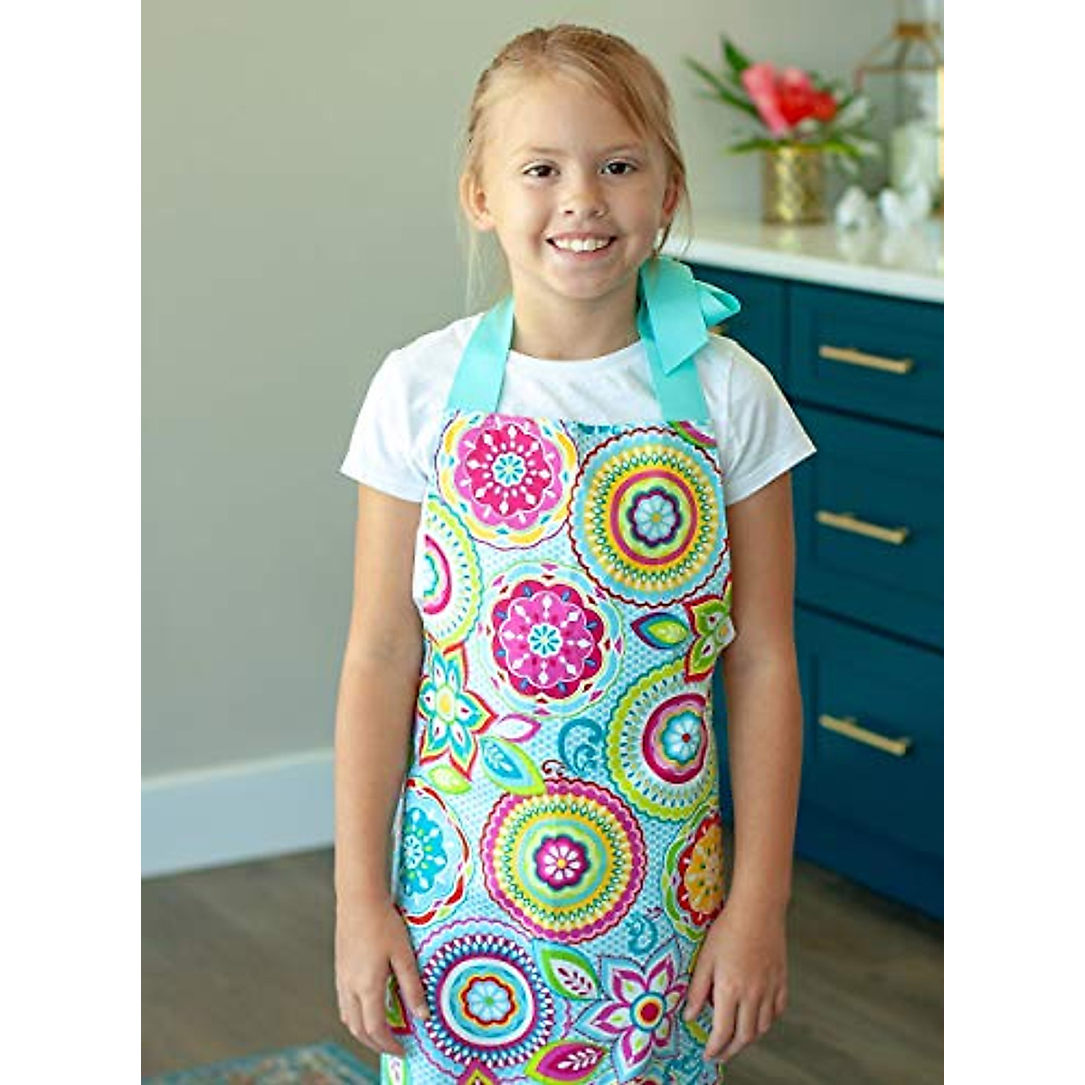 Sara Sews Handmade Colorful Aqua Baking Art Craft Apron Gift for Tween Girl