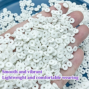 2000pcs Heishi Vinyl Beads Polymer Clay Beads Flat Round Spacer Beads for Making Bracelet Necklace Earring Accessories DIY Handmade Craft (White, 6mm)