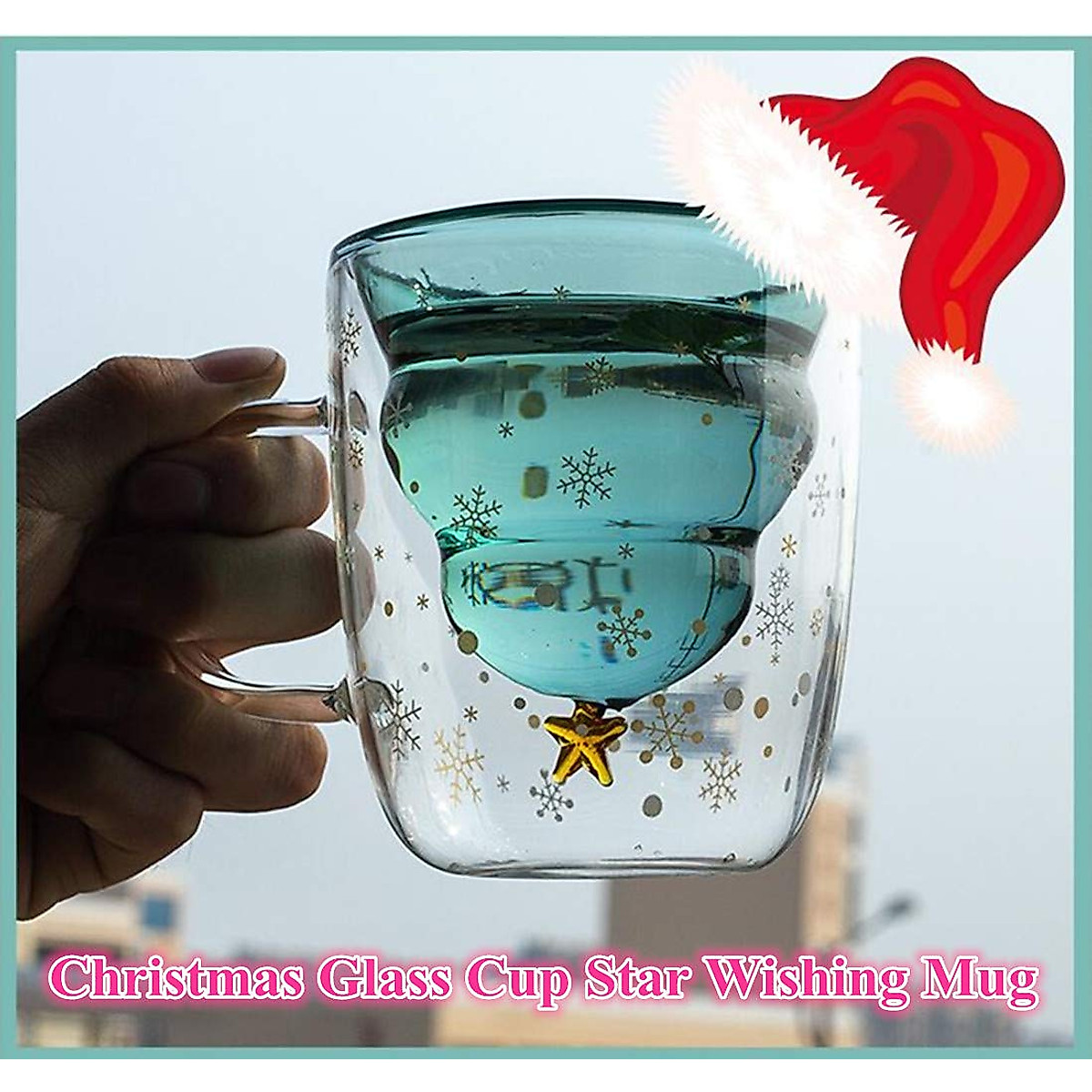 MUCHENGGIFT Cute Mug Christmas Tree Coffee Mugs, Tea Milk Cup Double Wall Insulated Glasses Espresso Cup, Best Christmas Gifts for Women,Men,Kid, Office