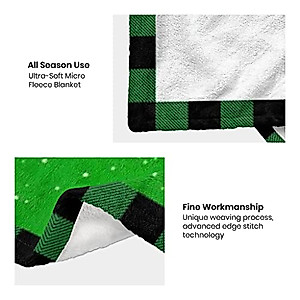 Caupzok Anime Christmas Blankets, Flannel Lightweight Plush Warm Green Throw Blanket with 1 Pillow Cover for Couch Sofa Bedding or Decoration Living Room, Soft Throw, 50 × 60 inch