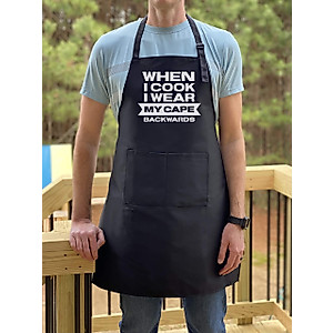 UP THE MOMENT When I Cook I Wear My Cape Backwards Apron, Funny Apron for Men, BBQ Grill Apron, Chef Apron, Funny Apron for Dad, Mens Funny Apron, Funny Chef Apron for Men