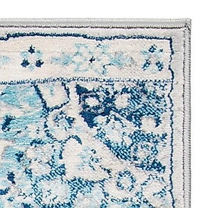 SAFAVIEH Brentwood Collection 8' x 10' Navy / Light Grey BNT849M Medallion Distressed Non-Shedding Living Room Bedroom Dining Home Office Area Rug