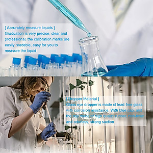 MRXBN 10ml Glass Pipettes Dropper, Lab Graduated Dropper for Liquid Essential Oil, Glass Transfer Pipette with Rubber Bulb and Cleaning Brush (2 pieces)