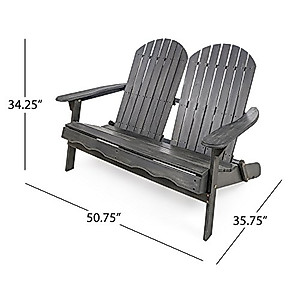 Christopher Knight Home Great Deal Furniture Muriel Outdoor Dark Grey Finish Acacia Wood Adirondack Loveseat